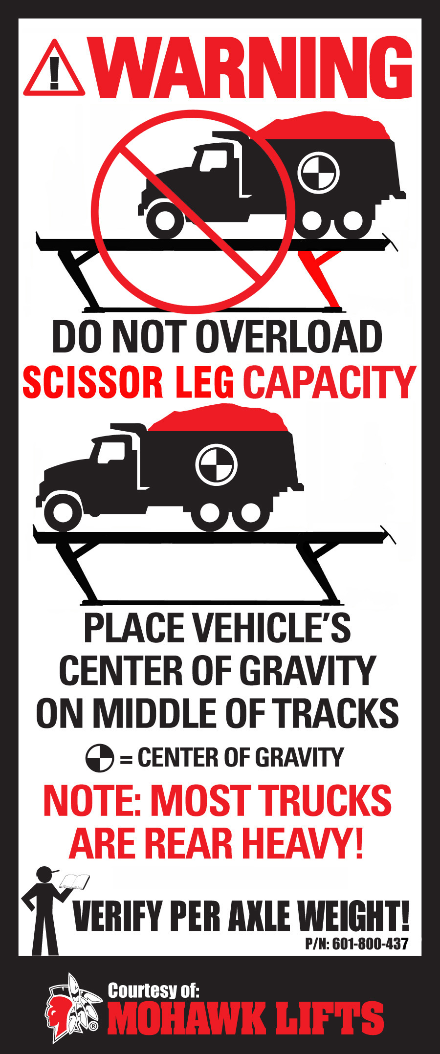 Vertical Rise Warning Label | Mohawk Lifts